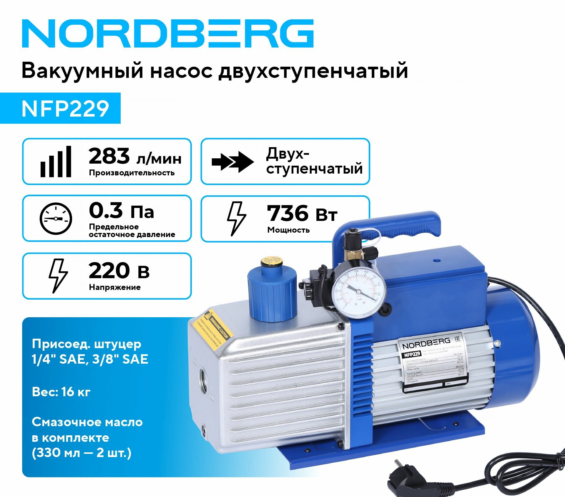 NORDBERG NFP229 Вакуумный насос двухступенчатый 283 л/мин