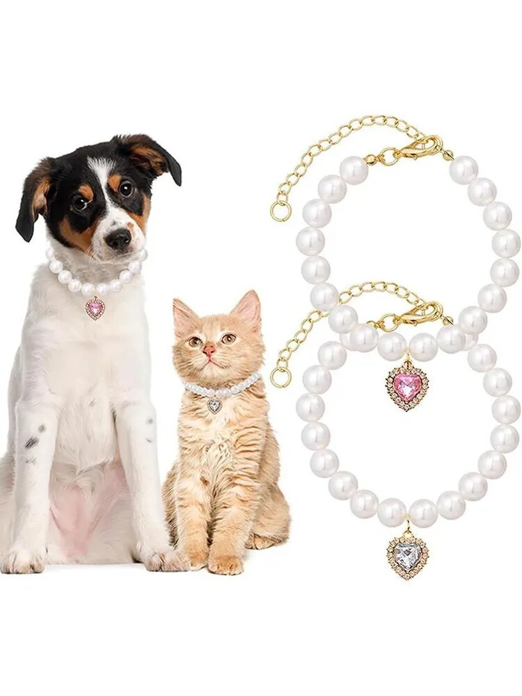 Розовая любовь кошка жемчужное ожерелье S