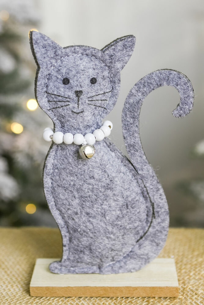 Декоративная фигурка из фетра кошка грэйс, малая 18 см, Breitner 22-0443