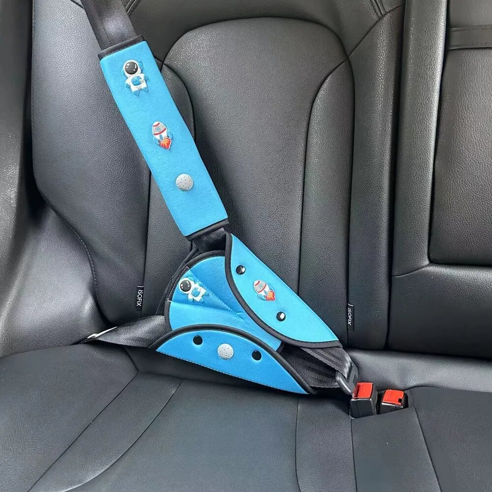Фиксатор ремня безопасности для детей, защита от удушения, накладка на плечи и живот, синий