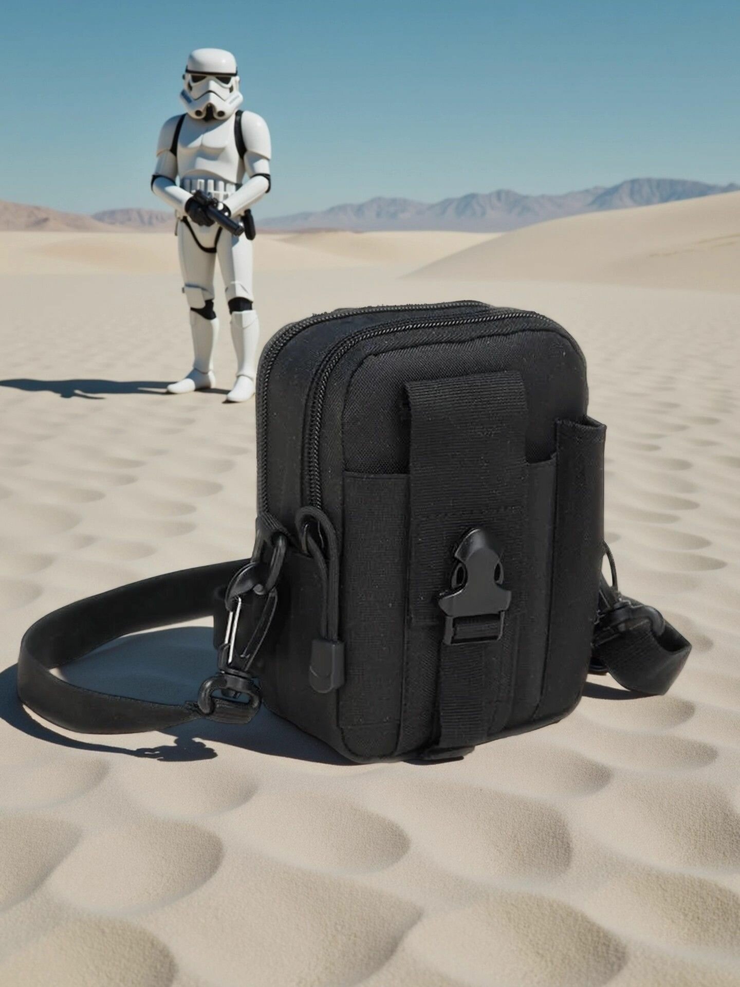 Тактический подсумок-органайзер на пояс с ремешком, чёрный