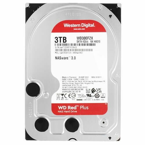 3.5" 3 ТБ Жесткий диск WD Red Plus (WD30EFZX) - SATA III, 6 Гбит/с, 5400 об/мин, кэш память - 128 МБ, RAID Edition
