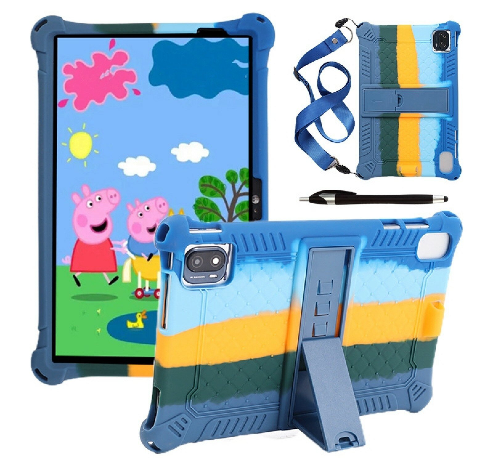 Чехол‑бампер MyPads для Teclast P25T — голубой, искусственная кожа, магнит, подставка