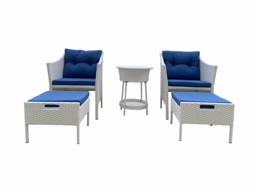 Набор садовой мебели Yiwu great Victory с айс-кулером ротанг белый 5 предметов