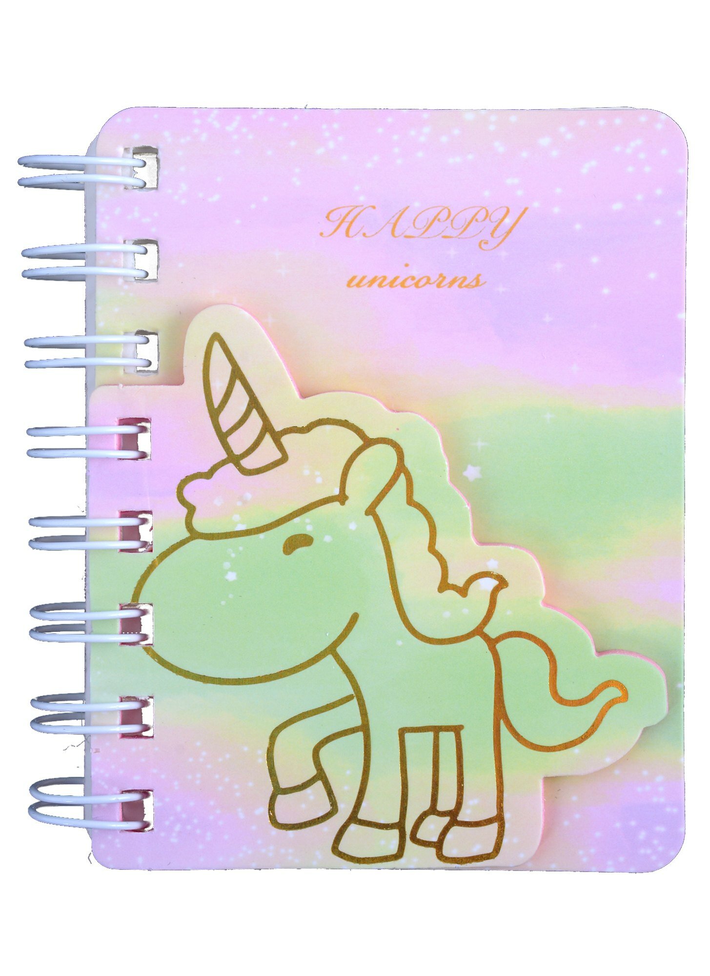 Записная книжка «Happy unicorns» А7, 100 листов в линейку, спираль, в ассортименте