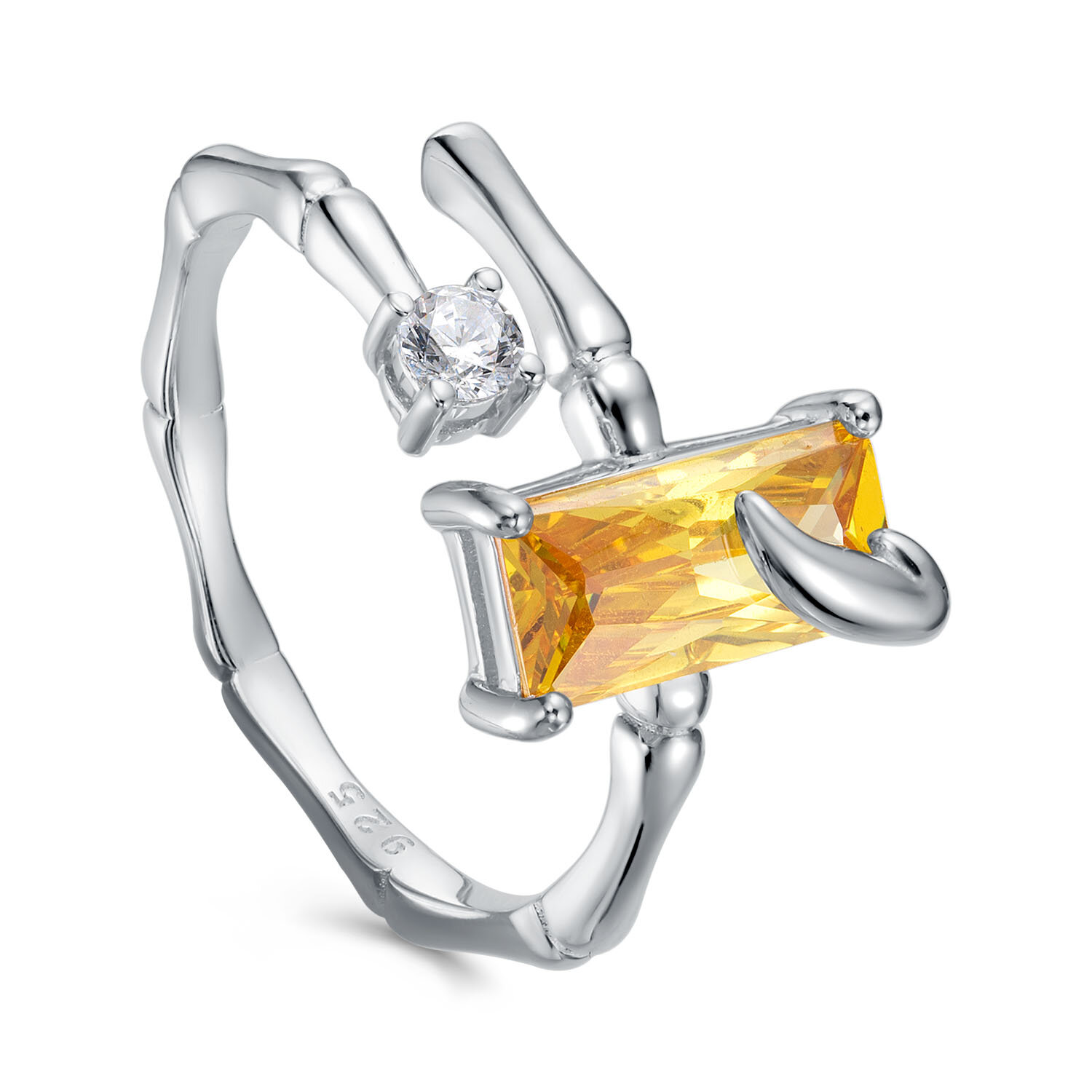 Кольцо тонкое, серебро, 925 проба, фианит