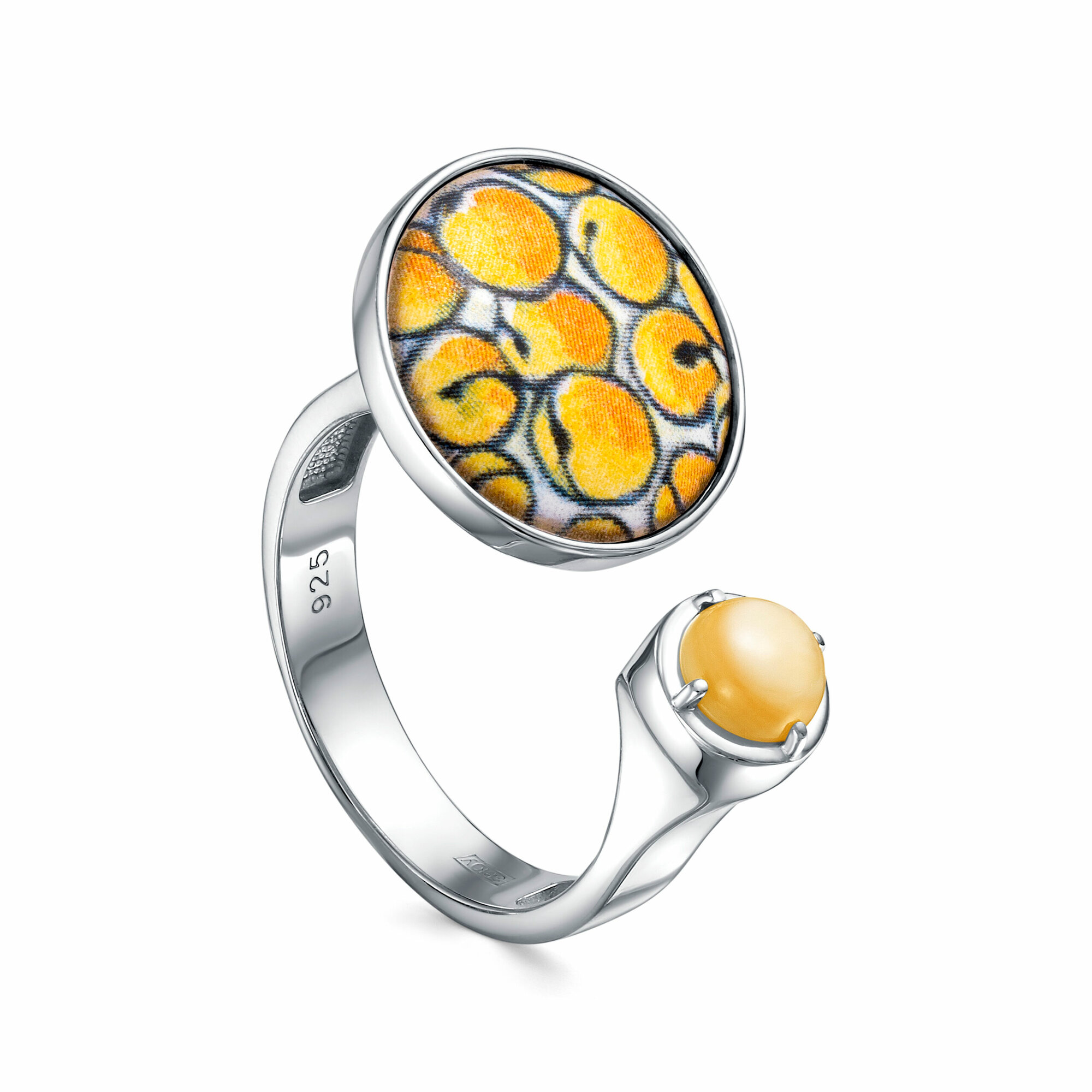 Кольцо тонкое, серебро, 925 проба, перламутр