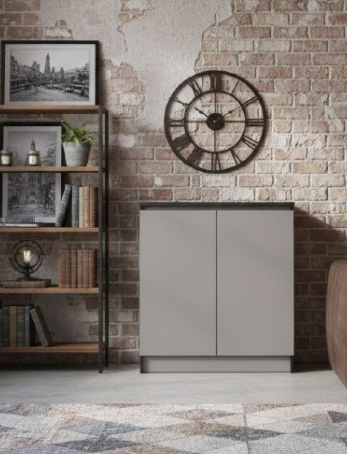 Комод-тумба с полкой К800-2Д, 80х39х90 см, ЛДСП Серый, распашные двери, петли с доводчиком