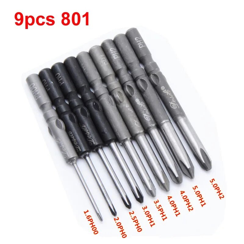 Набор бит для электрической отвертки Paowuxian PH00 PH0 PH1 PH2 801 9pcs