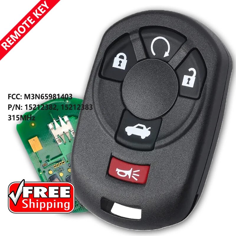 Автомобильный брелок для Cadillac STS/Corvette 2005-2007, FCC: M3N65981403, P/N: