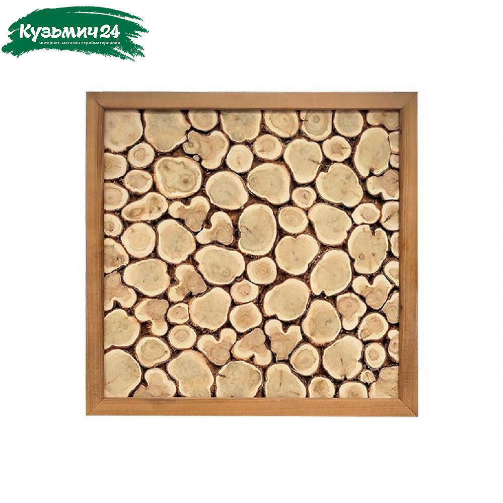 Панно Квадрат, Можжевельник, в рамке, для бани и сауны, 500х500 мм, дерево