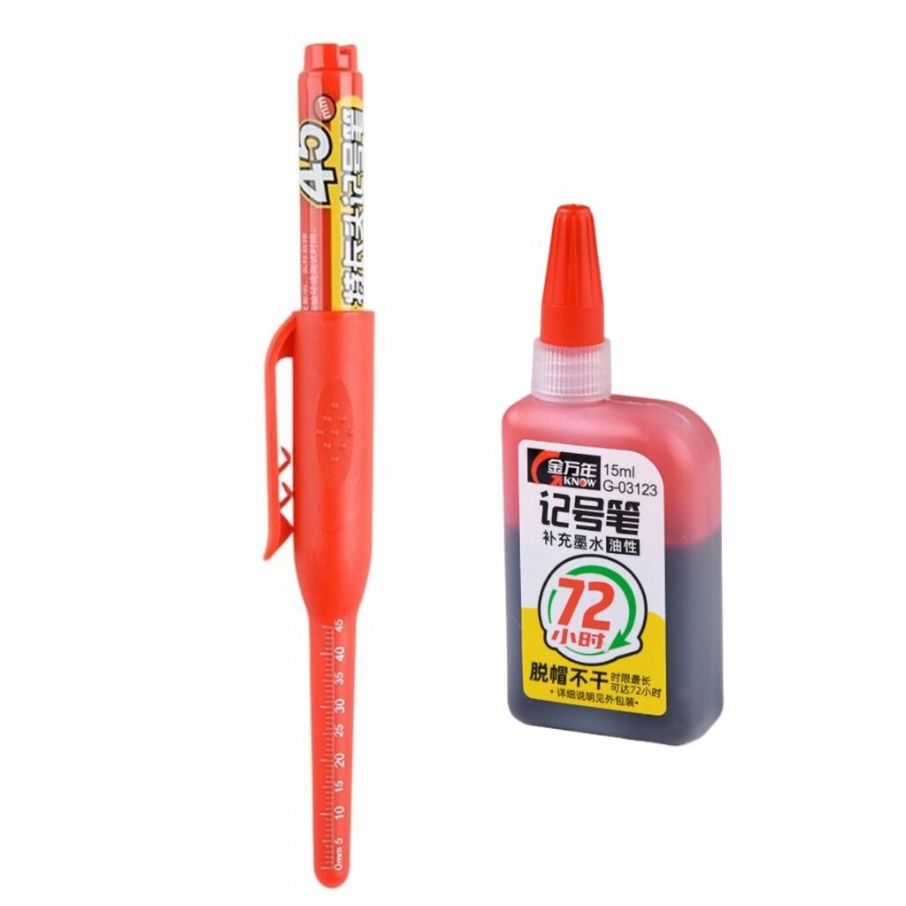 Маркер для глубоких отверстий 45 мм, водостойкий, красный