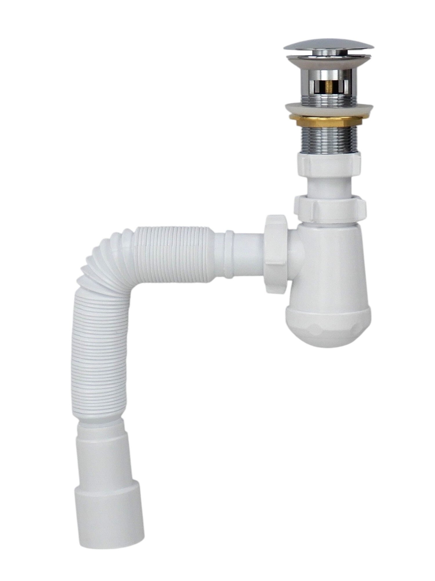 Сифон для раковины с донным клапаном с переливом хром AICITY КН141