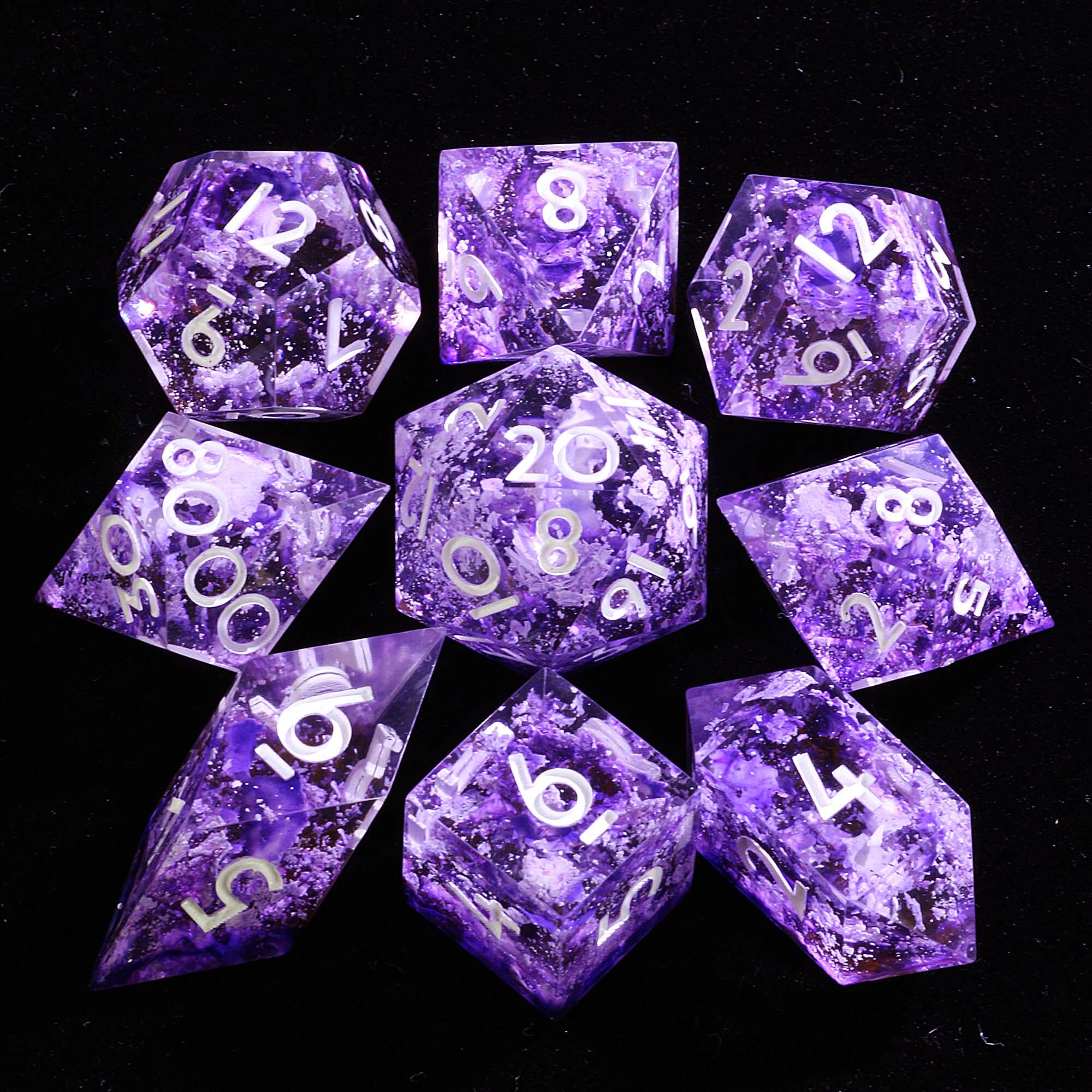Кости DnD, наборы из 9 полиэдров: Фиолетовая Туманность | Dice Sets Dungeons & Dragons RPG