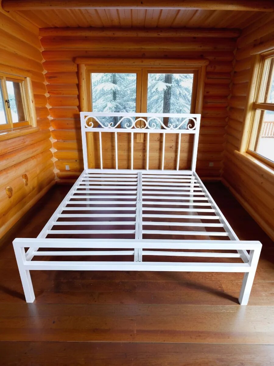 Кровать Loft Mebel Мира, белая, кованая, двуспальная, 200x200