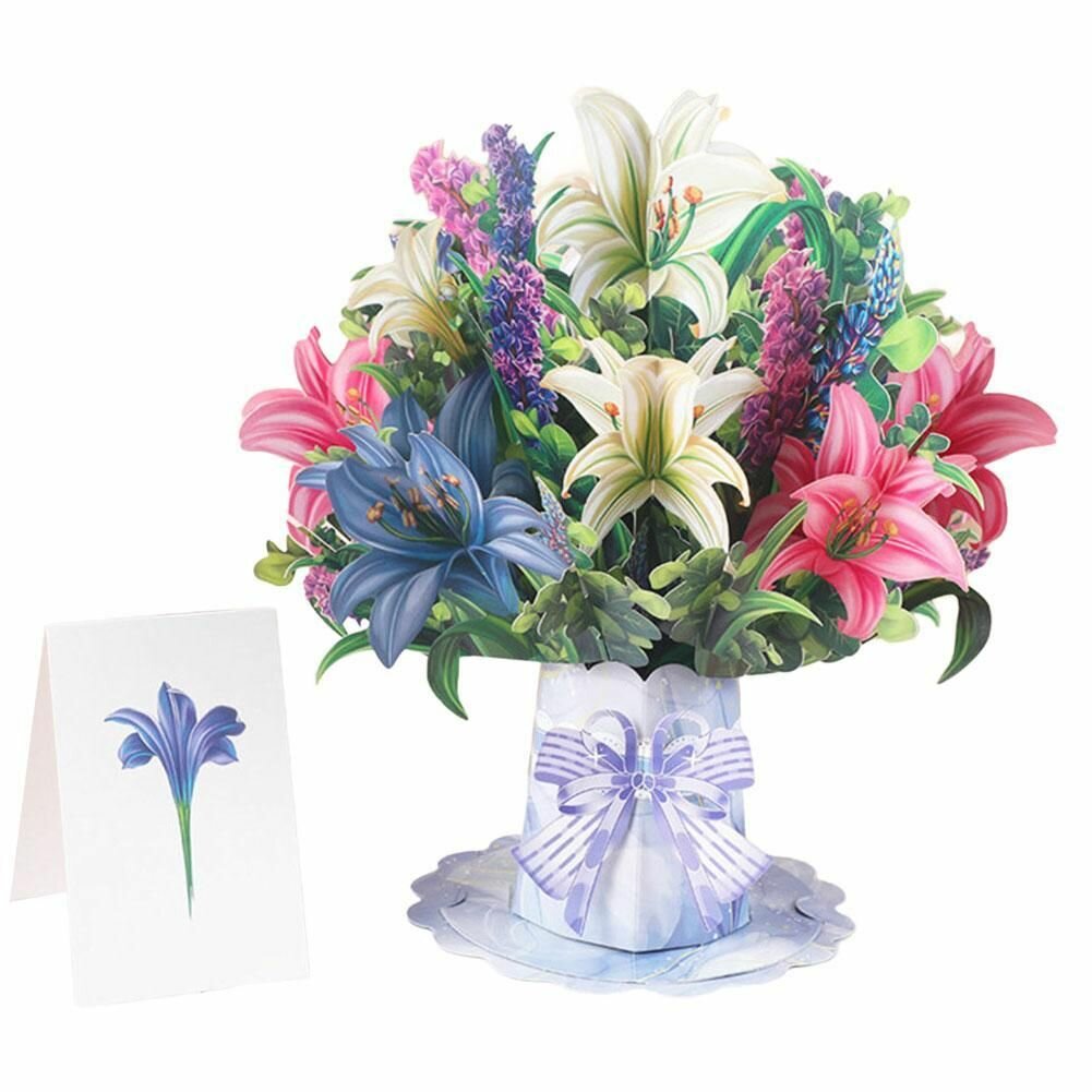 3D объемная открытка ручная резная с букетом для Дня матери и учителя