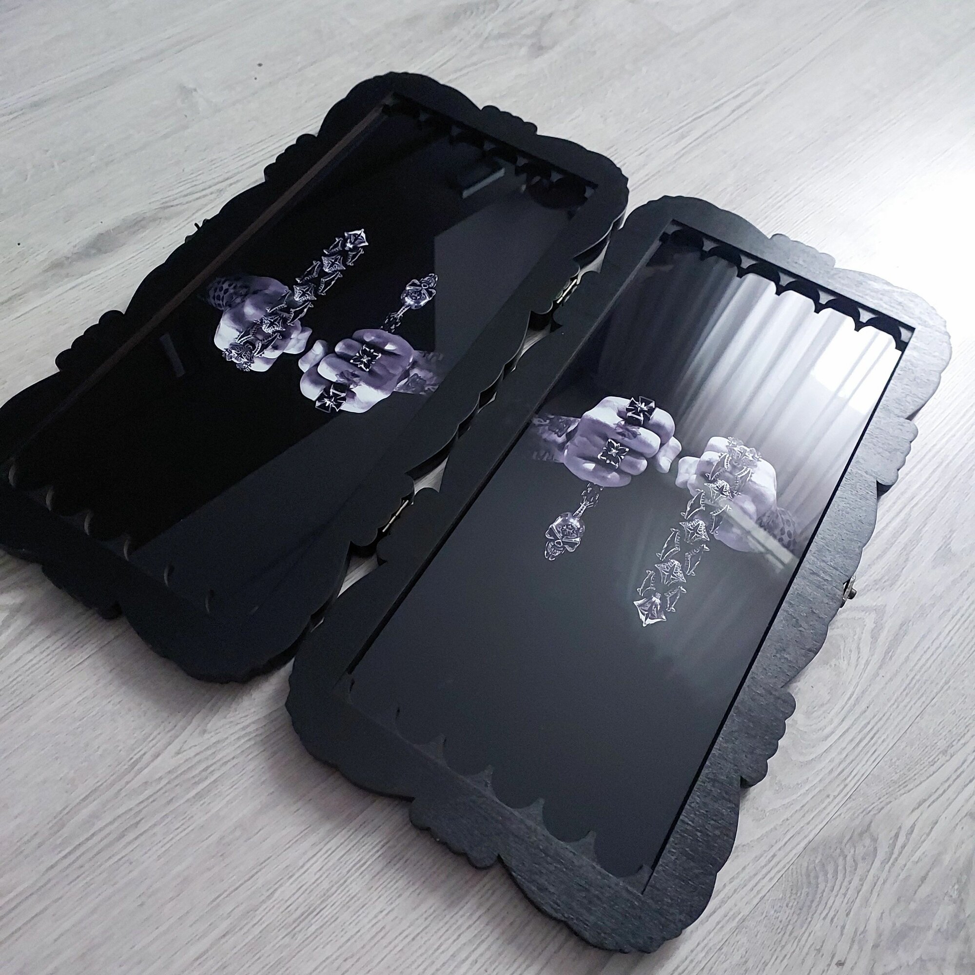 Нарды звезда большие, ручной работы со стеклом, покрыты лаком