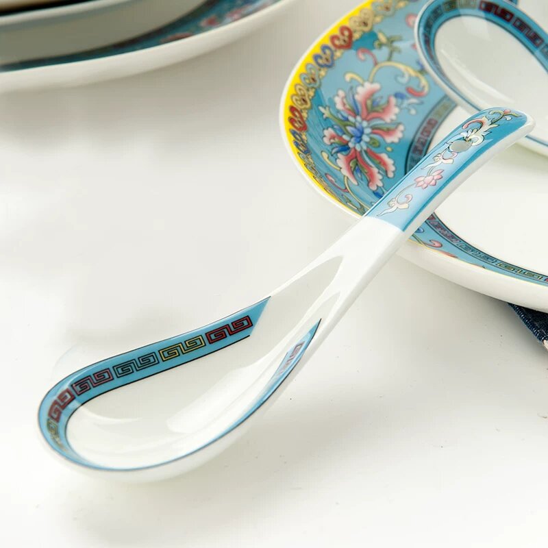 Набор посуды Jinlan Jade Bone China Enamel, 8 предметов: тарелки для стейка, чайные чашки, салфетки, блюда Цвет эмали —