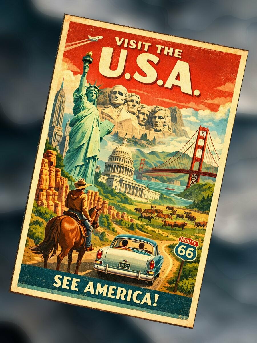 Постер "Travel: США", 29.7х42см, А3, глянцевый