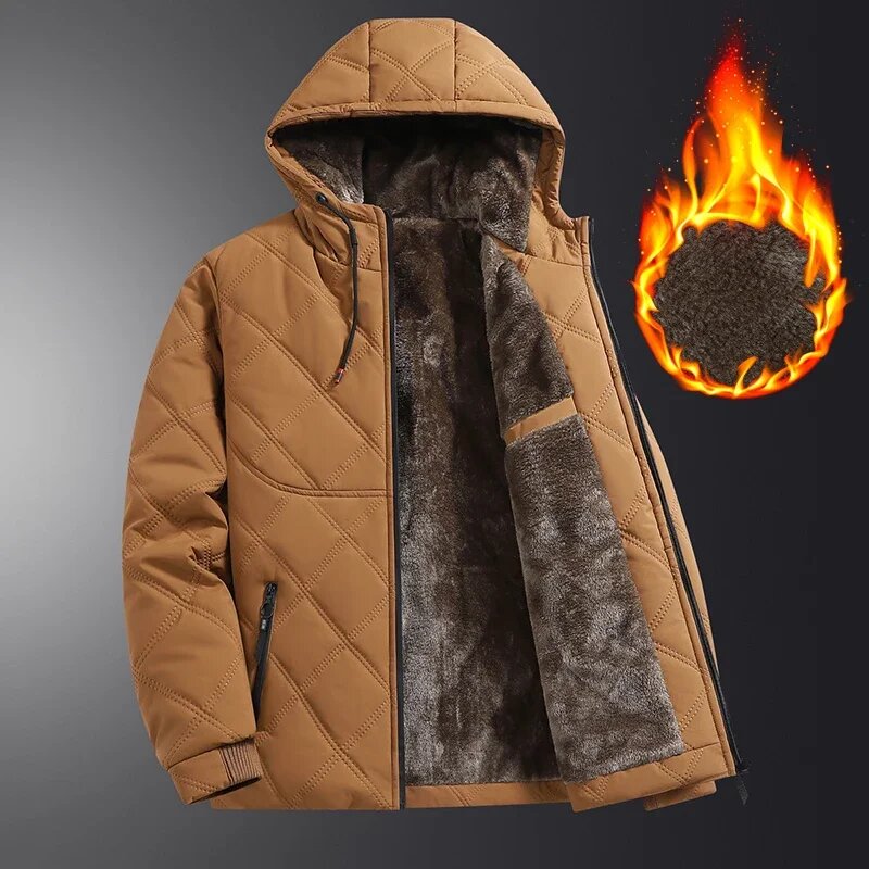Зимняя новая мужская теплая короткая куртка с капюшоном, куртка с карманом 5XL, Коричневый, coffee