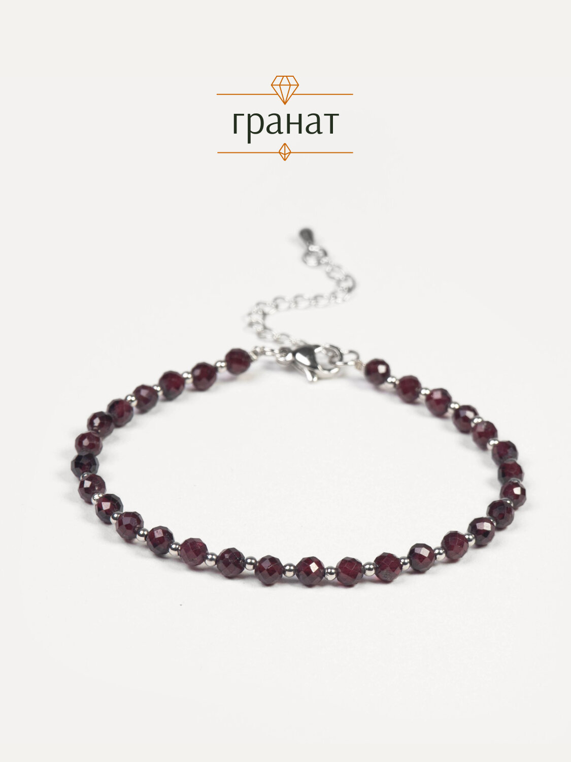 Браслет-нить, гранат