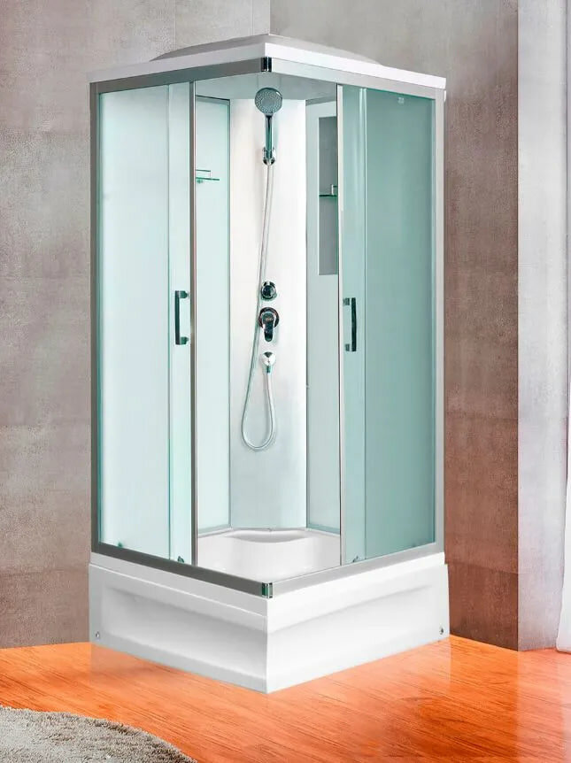 Душевая кабина River Quadro XL 90/41, с сидением, квадратная, белая, с вентиляцией