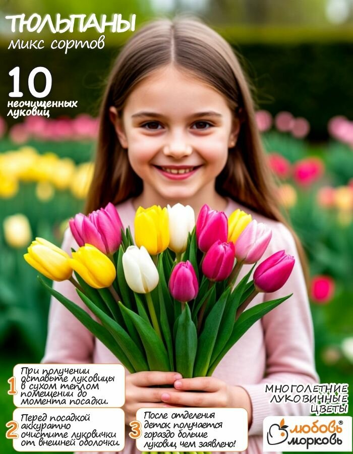 Тюльпан Луковица, Микс сортов, 10 шт неочищенные