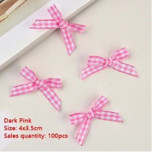 Смешанные банты из атласной ленты Ruban 4 см Розовый, 10B dark pink