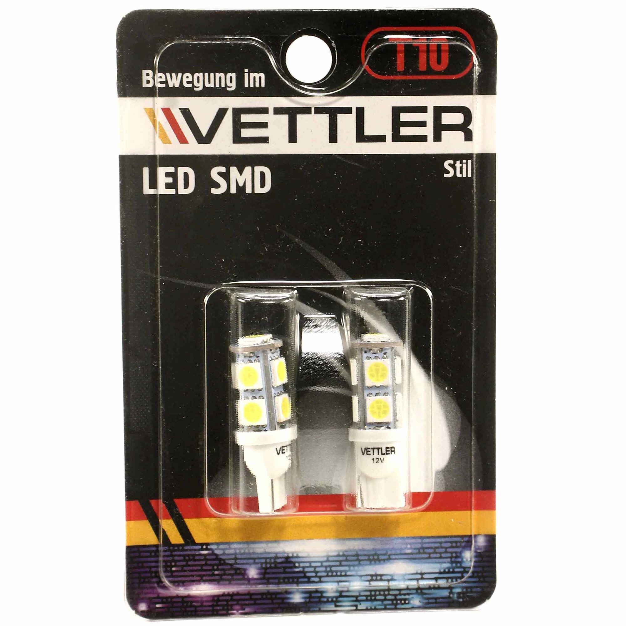 Лампа светодиодная 12V Т10 б/цокольная (габарит, повторитель) 9 SMD белый (к-т 2 шт)