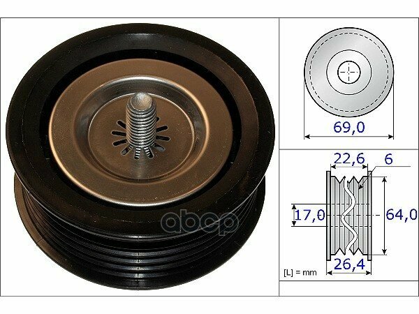 Ролик промежуточный ремня ГРМ MERCEDES-BENZ SPRINTER 3t/5t 2.2CDi OM651 64x17x26.4 09> Ina арт. 532067110