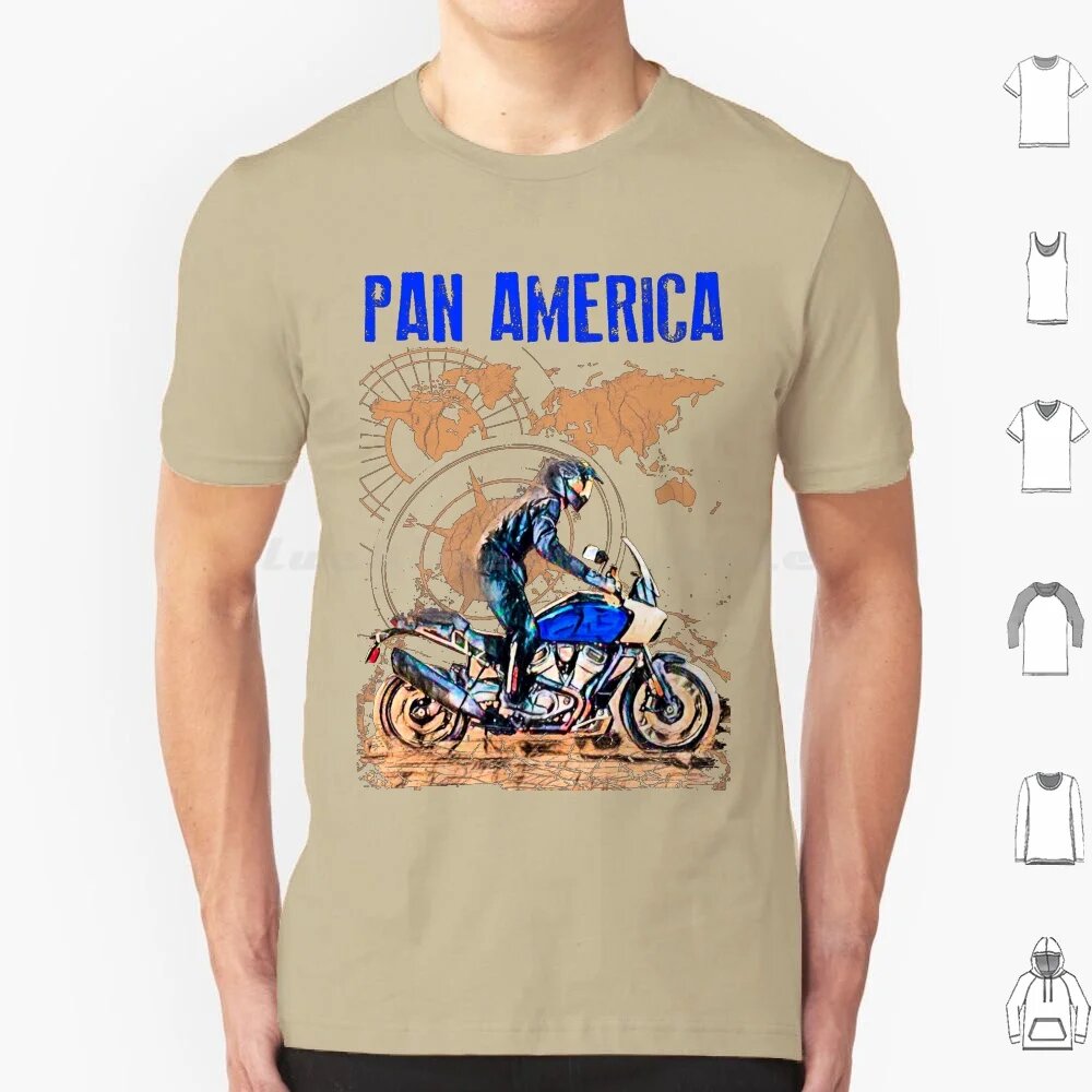 Футболка Pan America мотоцикл, темно-синий, M-Tee-Natural