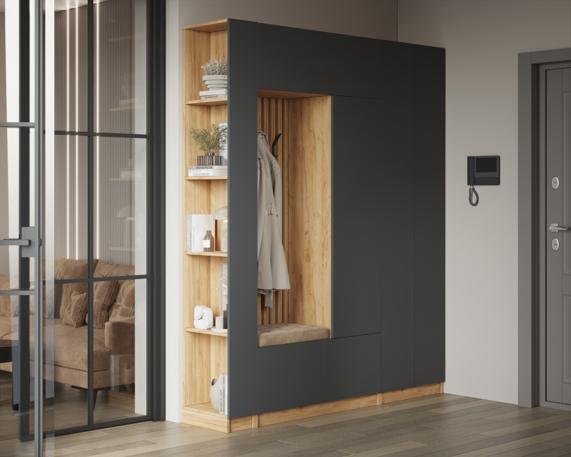 Прихожая Сева, дуб крафт золотой /графит