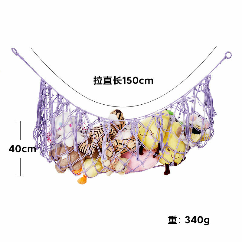 Сетка-гамак для хранения игрушек, декоративная сетка из хлопковой веревки ручной работы с кисточками, сетчатая сумка для хранения игрушек, настенная сетка.