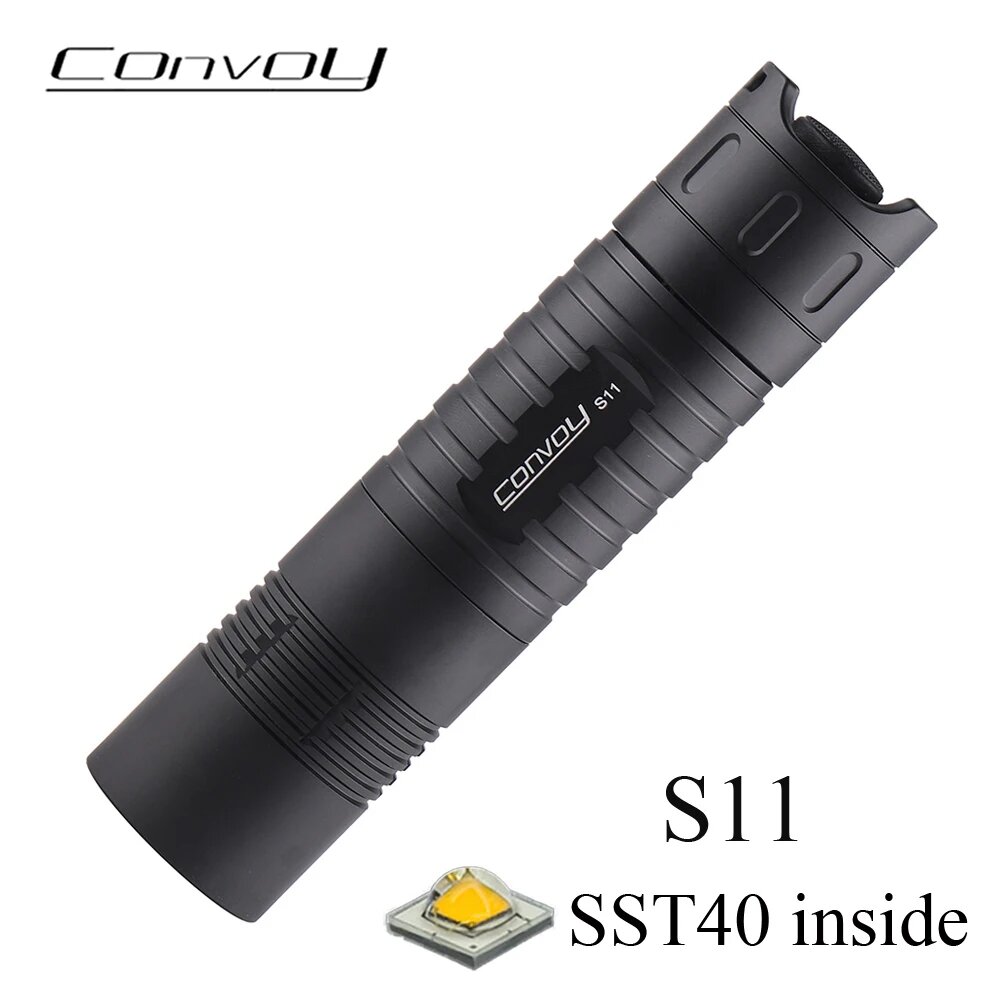 Фонарик Convoy S11 Luminus SST40 2300лм белый Black, 6500K 12 groups, With 26650 battery