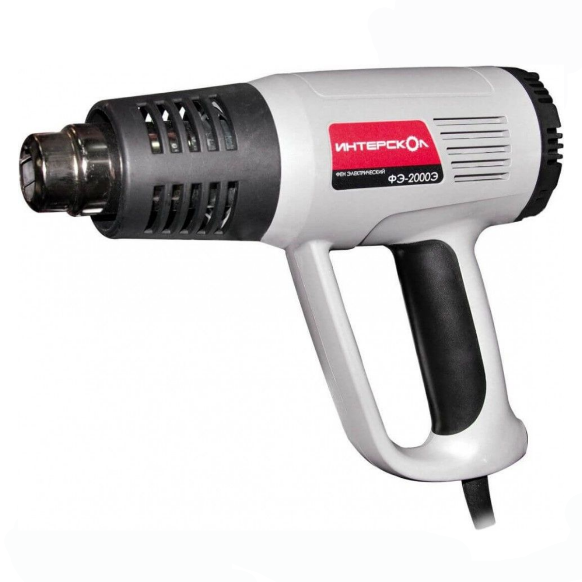 Фен строительный Интерскол ФЭ-2000Э (192.0.0.00) серый/черный, 2000 Вт, 500 л/мин