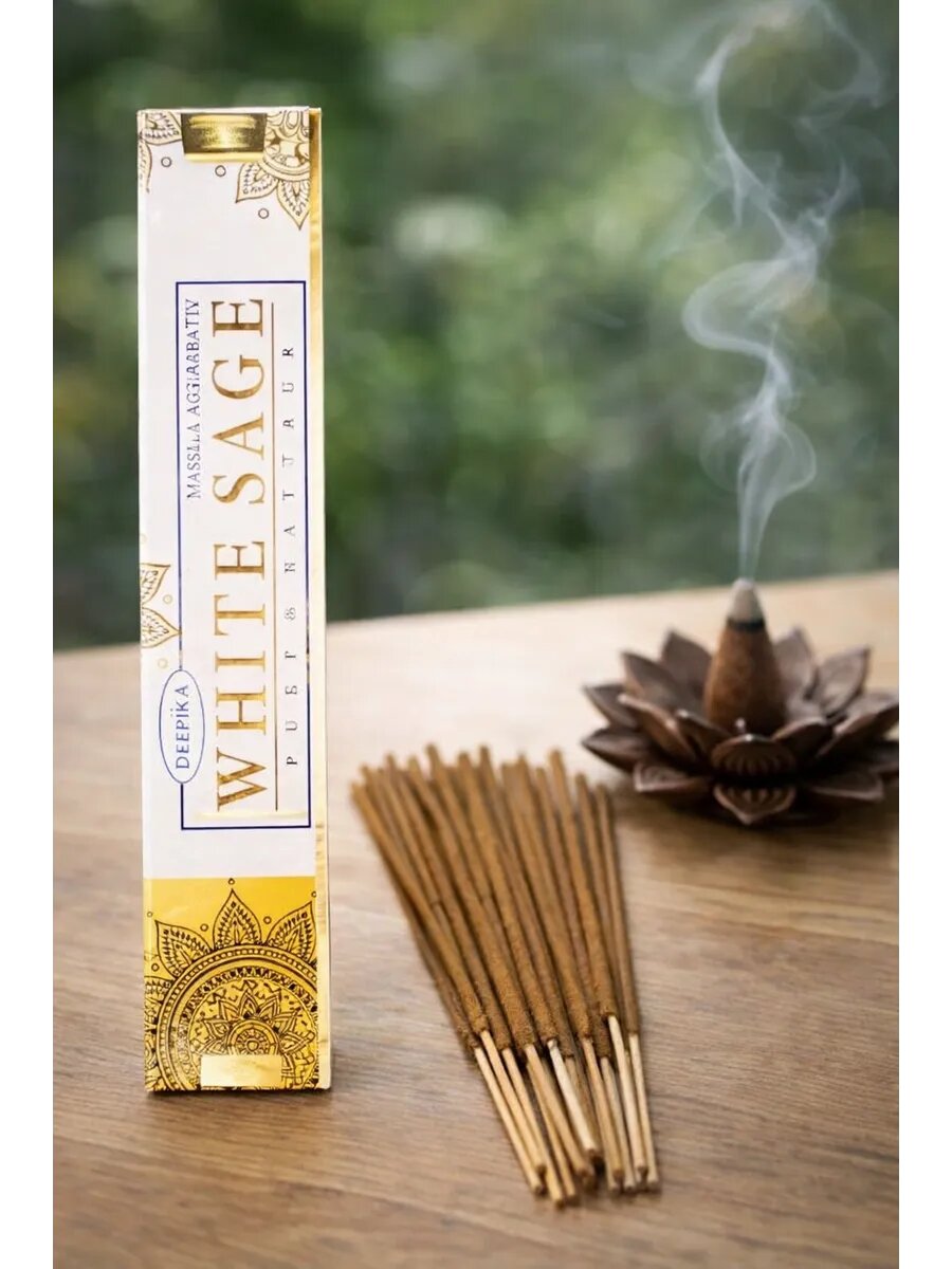 Благовония индийские Deepika White sage Белый шалфей