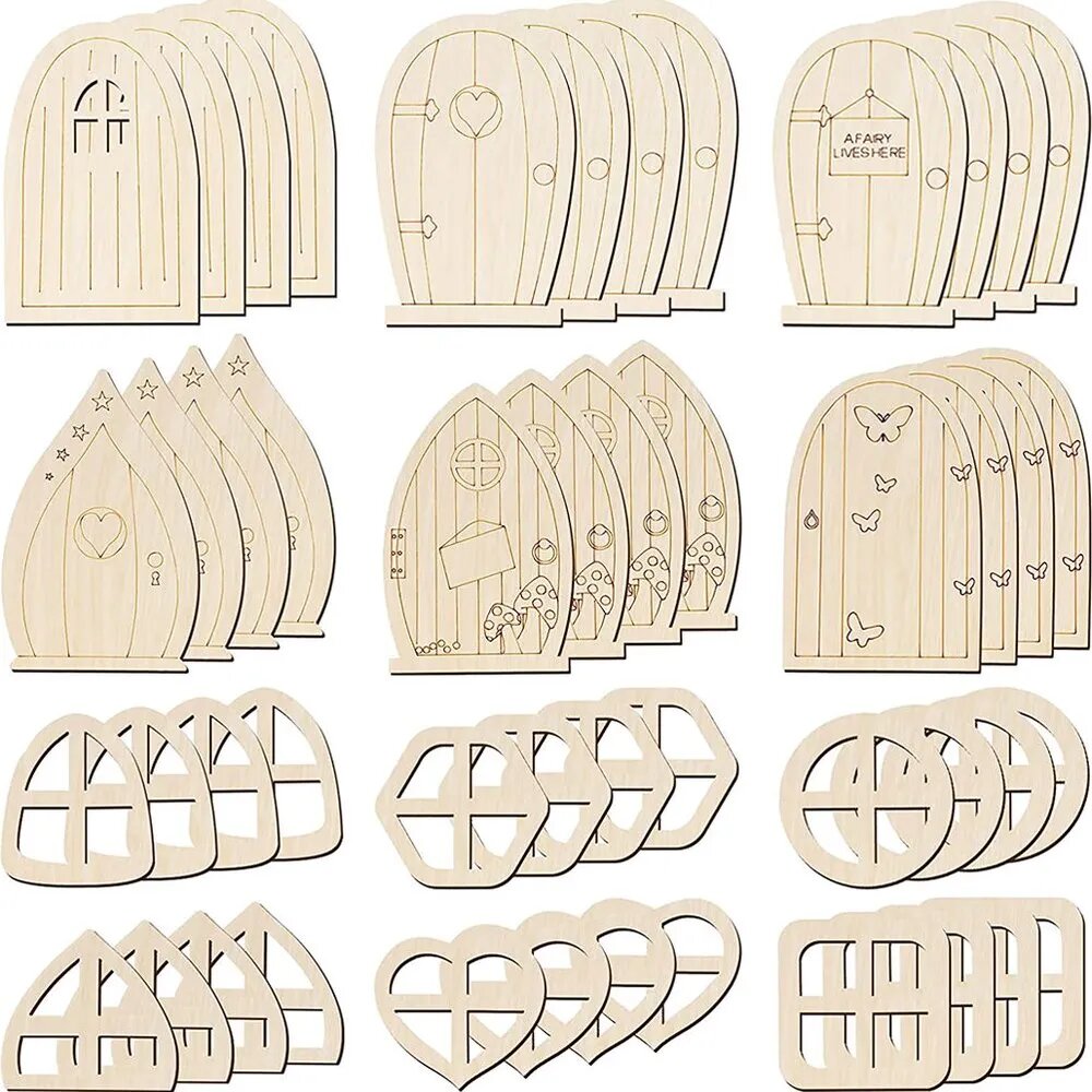 Двери Феи, 48 Штук, Из Натурального Дерева, Для Декора И Рукоделия, Миниатюрные, Подходят Для Домашнего И Свадебного Декора
