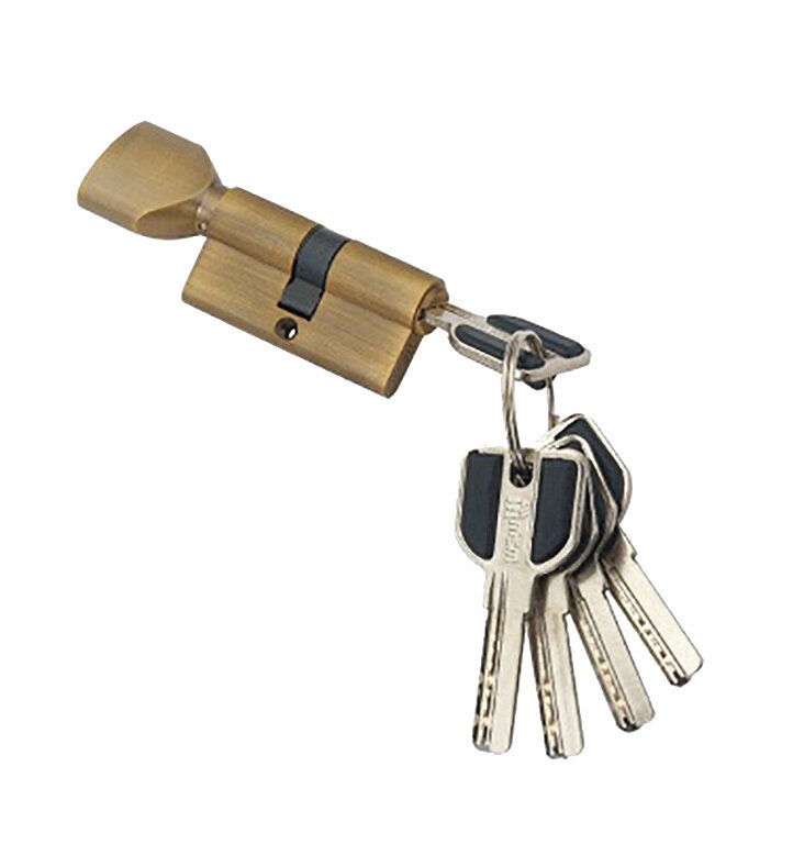 Цилиндровый механизм MSM-Испания (Китай) 70 мм с поворотной вертушкой, цвет -бронза (в комплекте 5 перфорированных ключей)