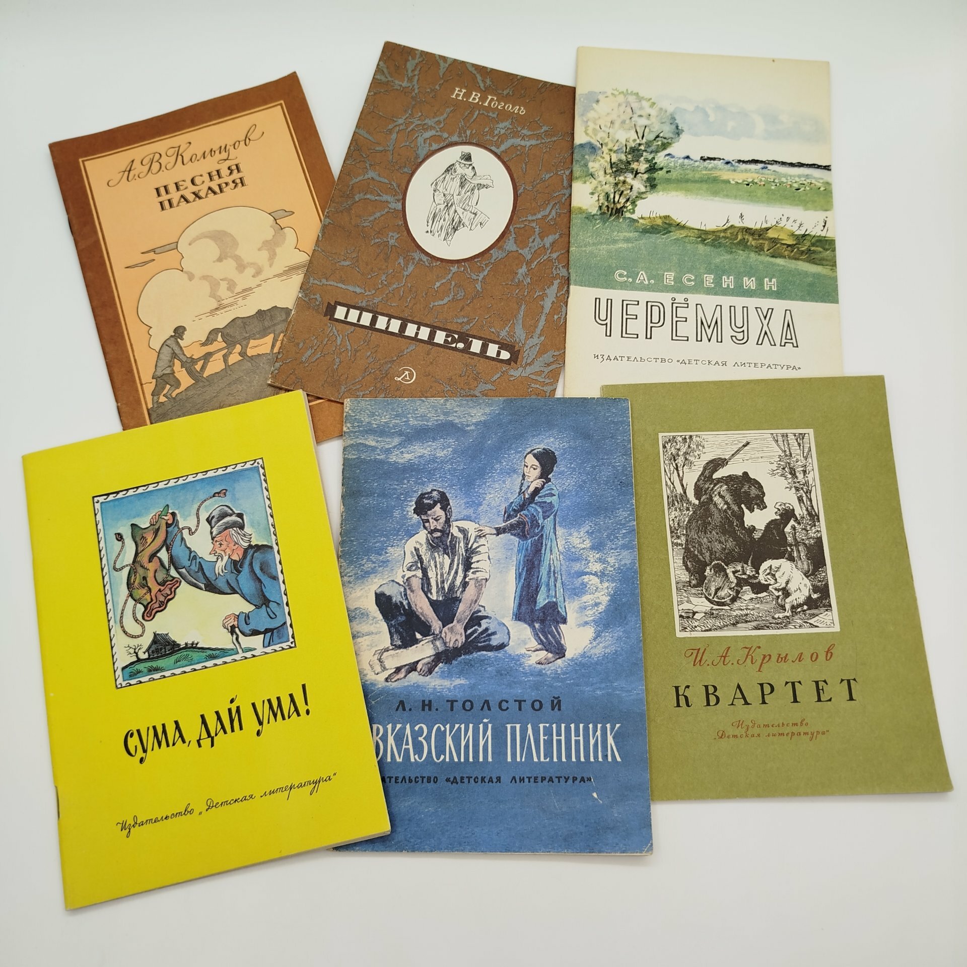 Набор из 6-ти детских книг (Л. Н. Толстой "Кавказский пленник", Н. В. Гоголь "Шинель"