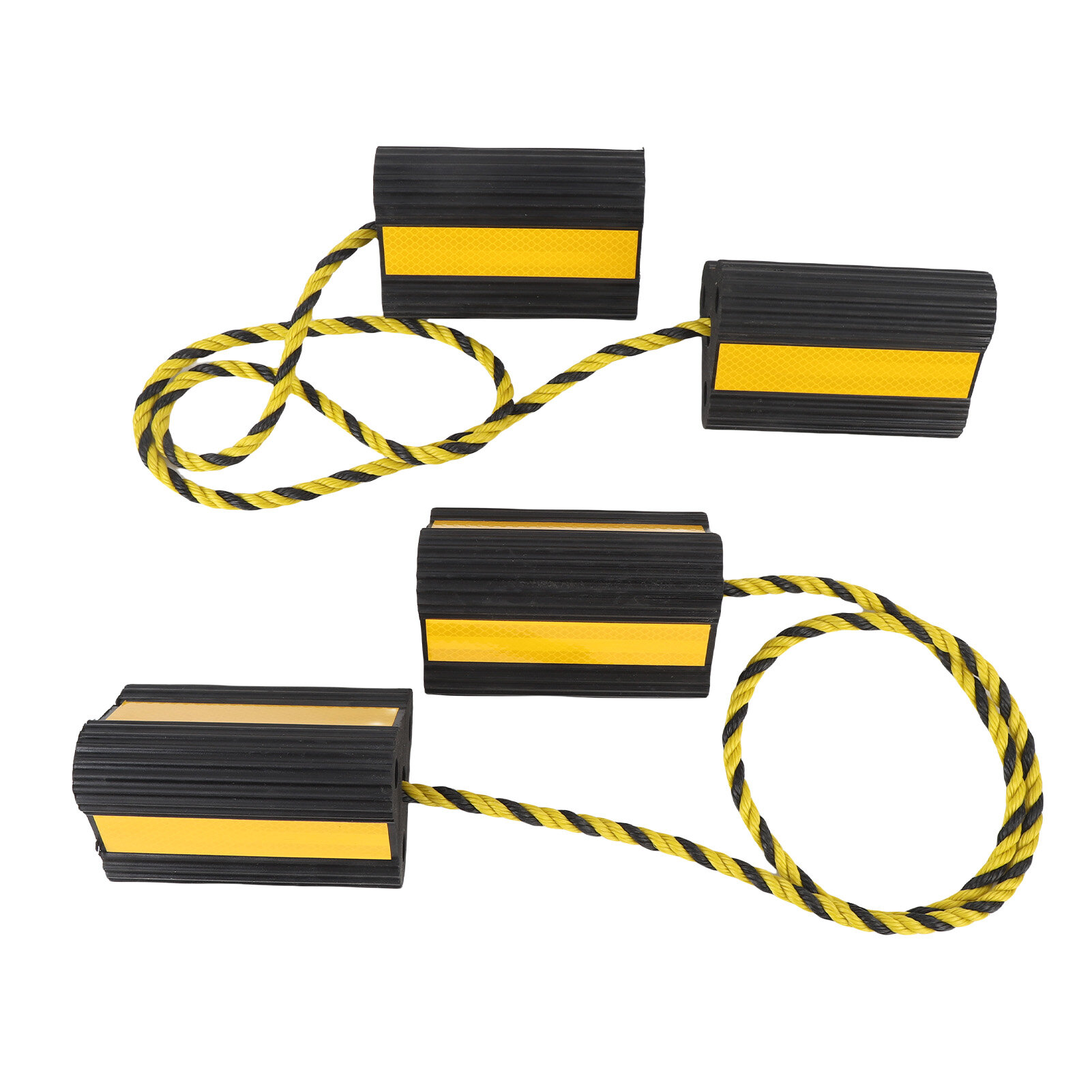 Колесные упоры, тяжелые резиновые, противоскользящие, с веревкой и светоотражателями, для прицепов