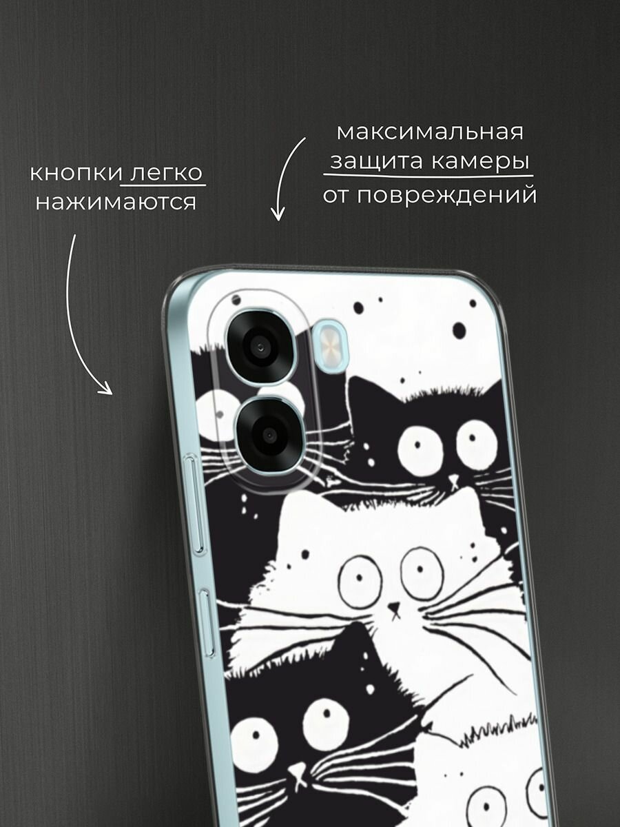 Силиконовый чехол на Oppo A6x / Оппо A6x с принтом Коты черно-белые — фото 1