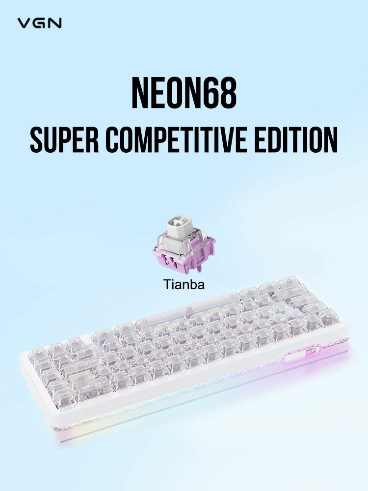 VGN Neon 68 Механическая магнитная клавиатура 65%, 8K Hz, RT 0.001 мм, RGB подсветка