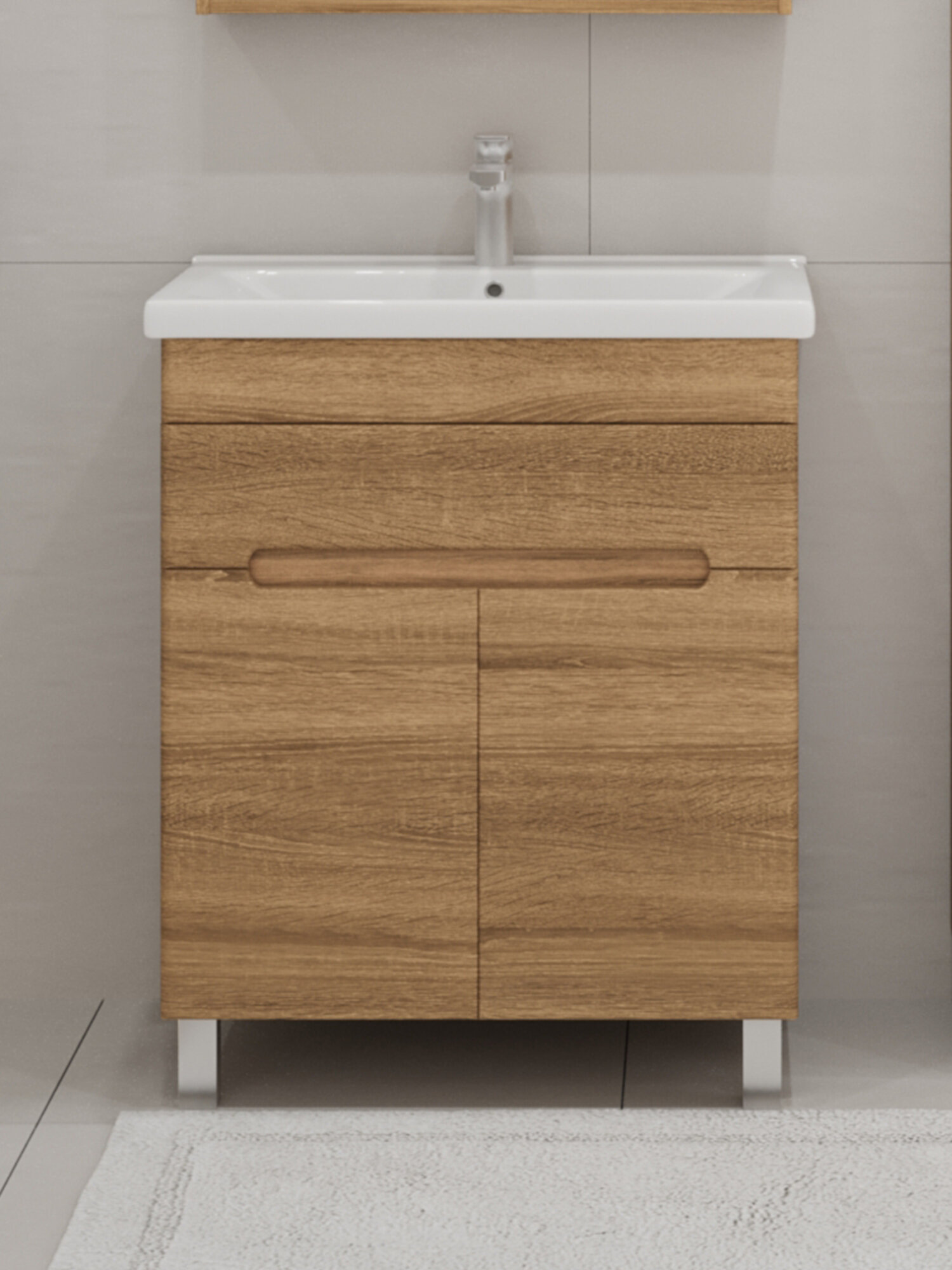 Тумба напольная SanStar Модена 70 с раковиной Миранда 70 (комплект) для ванной комнаты, Gold Craft