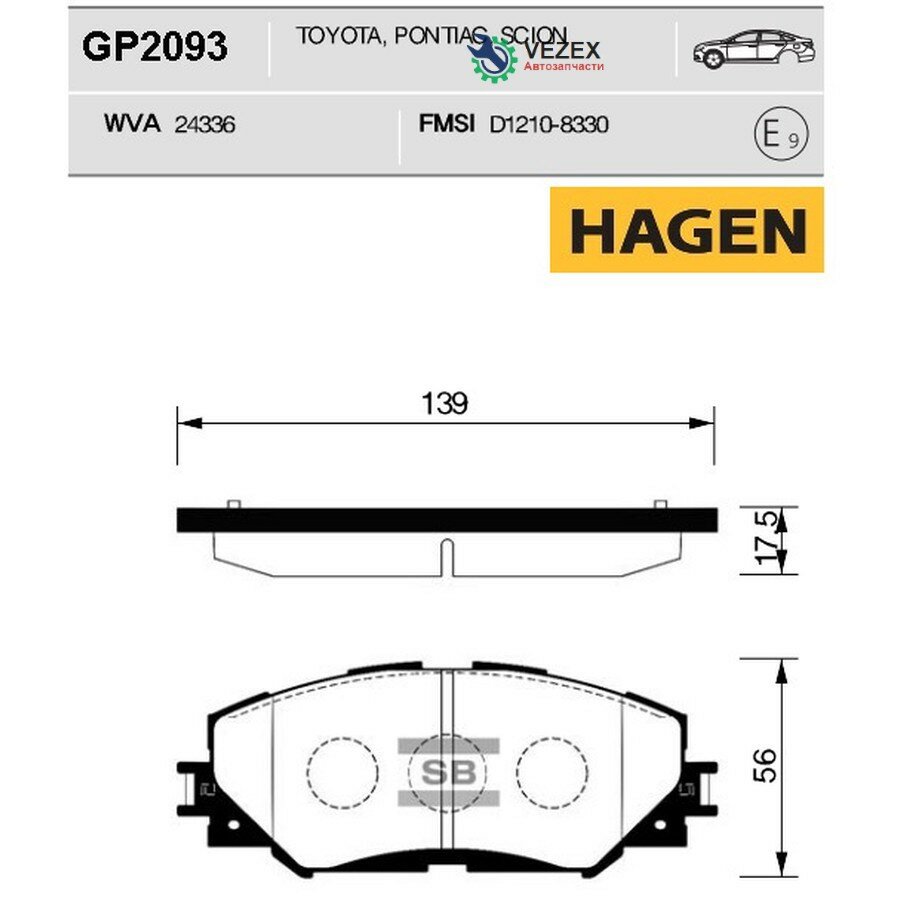 SANGSIN BRAKE GP2093 Колодки передние TOYOTA COROLLA E15, RAV4 III GP2093