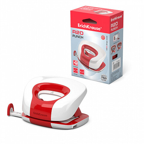 Дырокол Erich Krause Red Dot R20, для 15 листов бумаги, красный