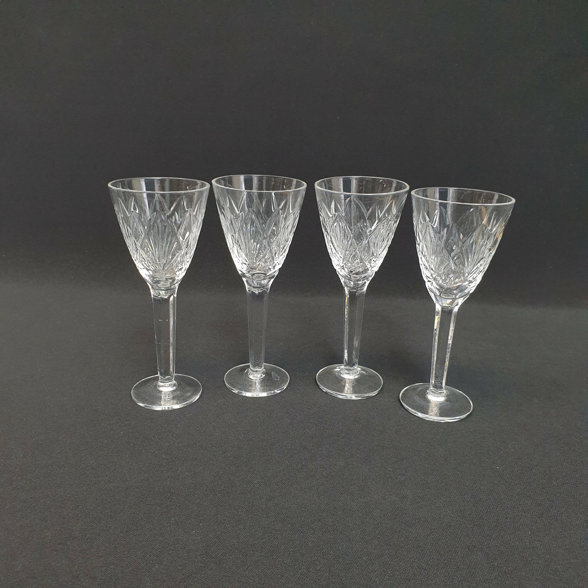 Винтажный набор из 4 рюмок, хрусталь 60 мл, высота 13 см, СССР