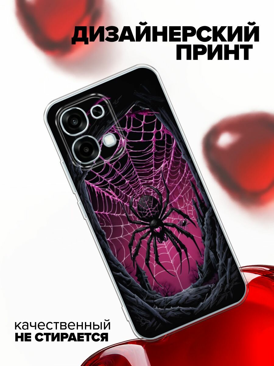Силиконовый чехол на Oppo A6 Pro / Оппо A6 Про с принтом Эмо паук — фото 1