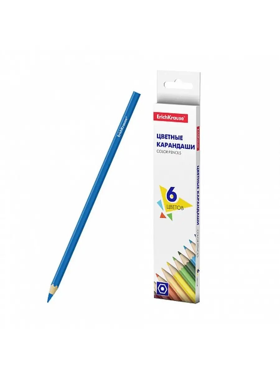 Цветные карандаши шестигранные Basic 6 цветов