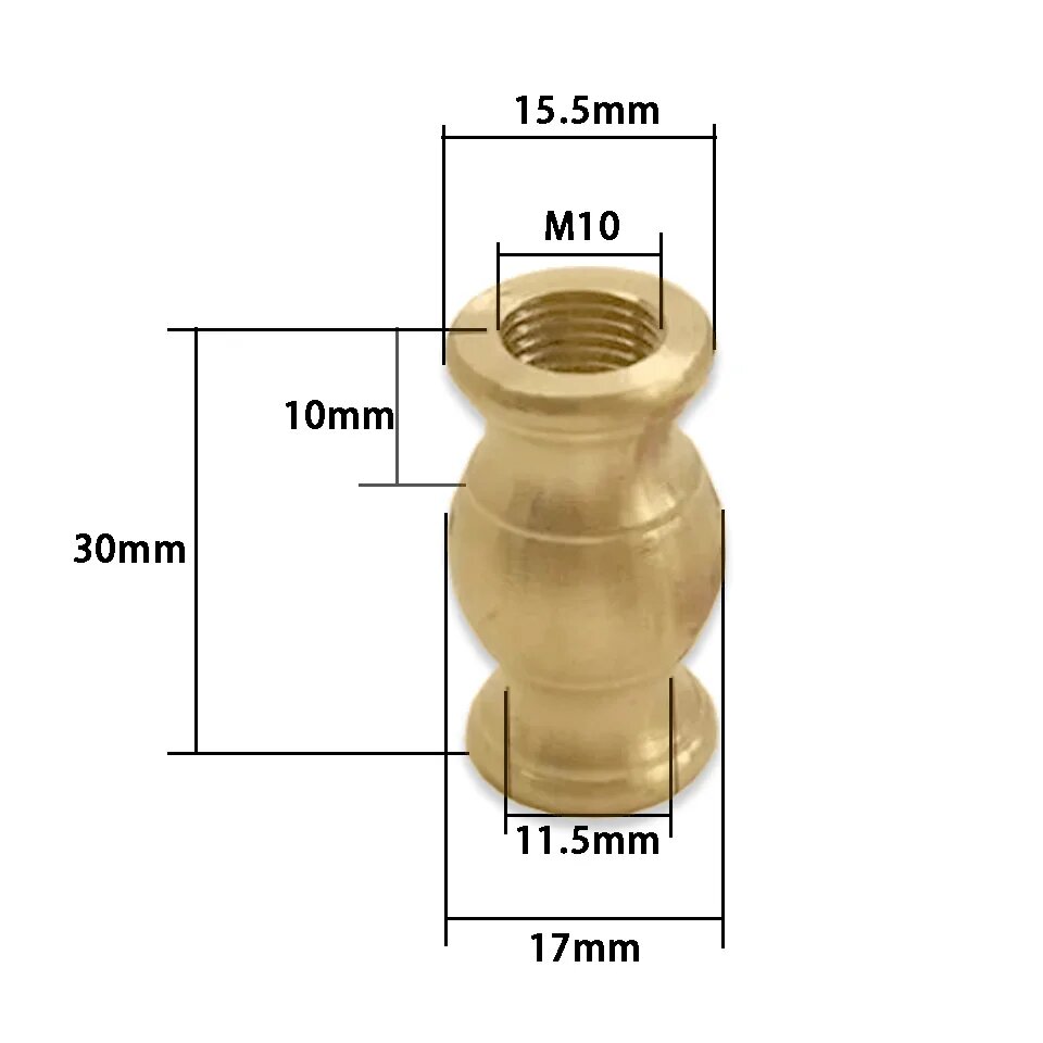 Латунный наконечник для светильников M10, D17xH30mm