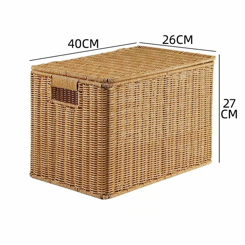 Корзина для хранения из искусственного ротанга 40x27x26 см, плетеная, с крышкой, для дома и дачи